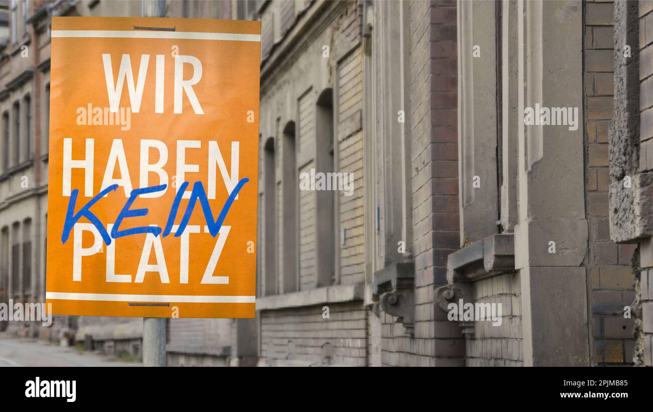 In German language: Wir haben Platz (We have space) - with "Nein" (No ...