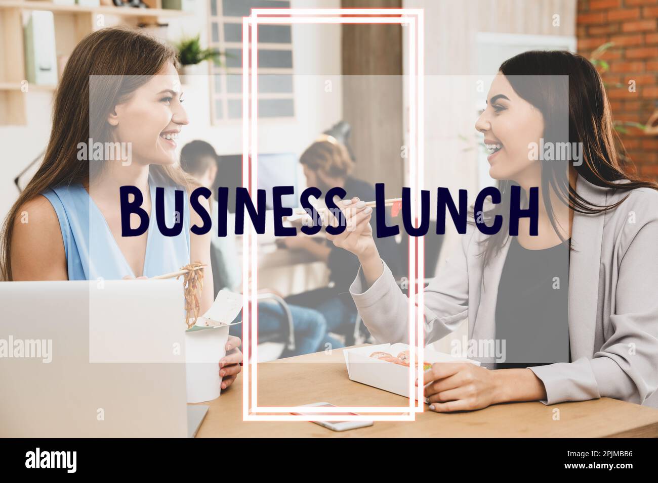 Office employees eating at workplace. Business lunch Stock Photo - Alamy
