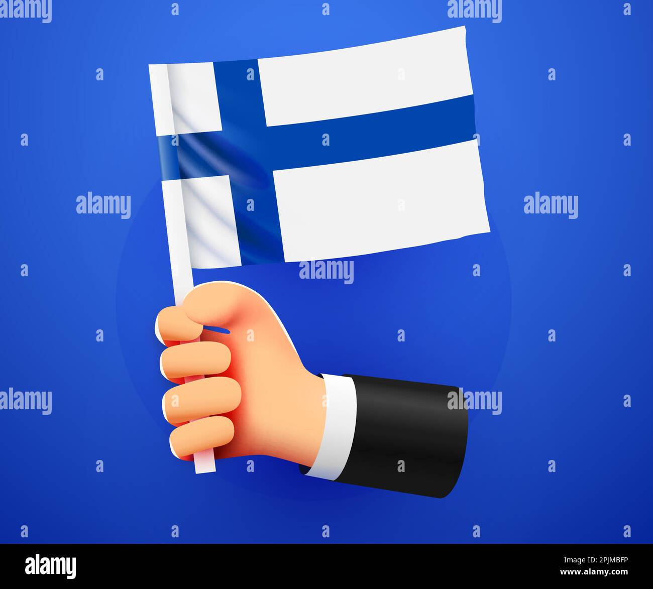 3d hand holding Finland National flag. Vector illustration Stock Vector ...