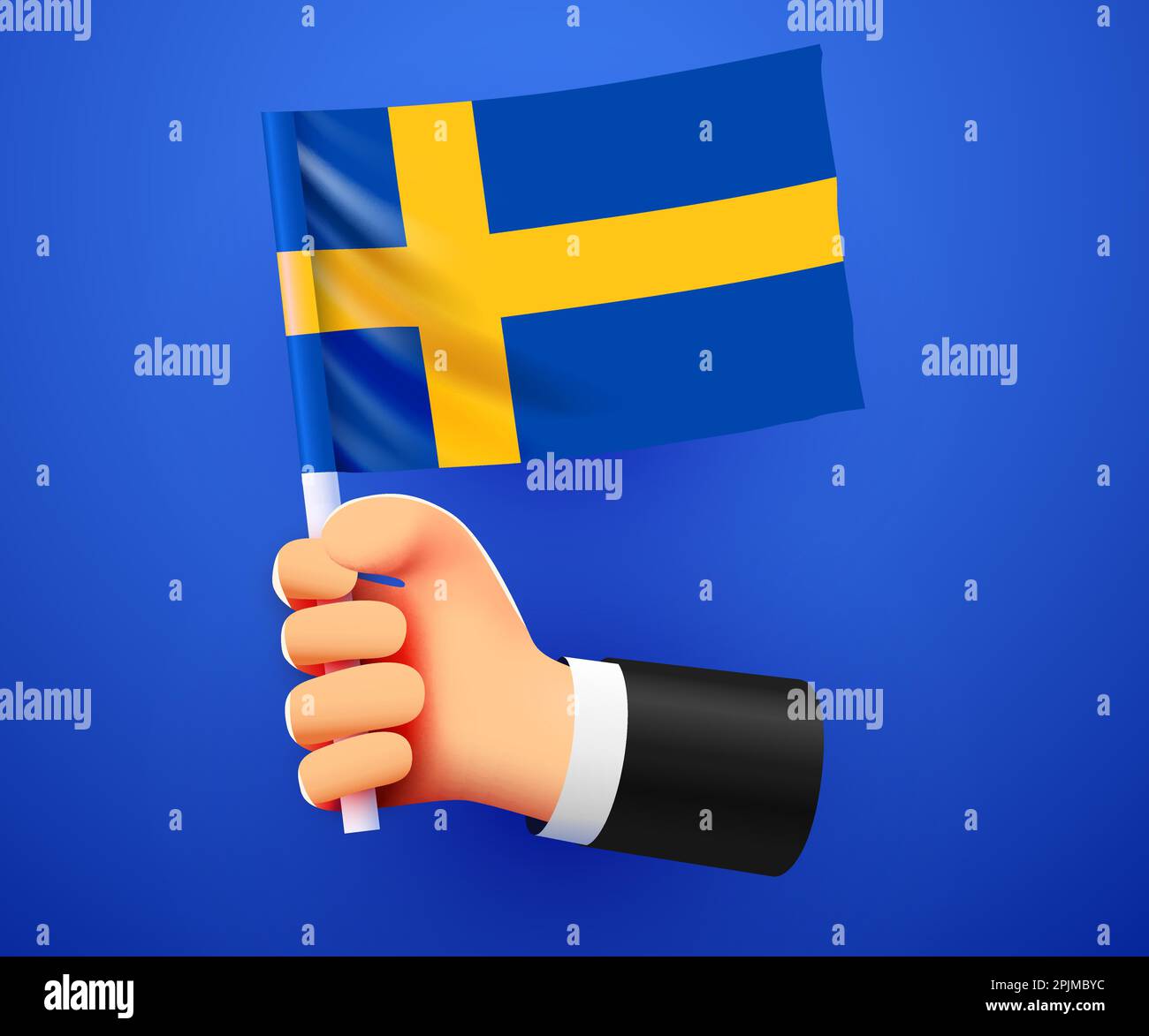 3d hand holding Sweden National flag. Vector illustration Stock Vector ...