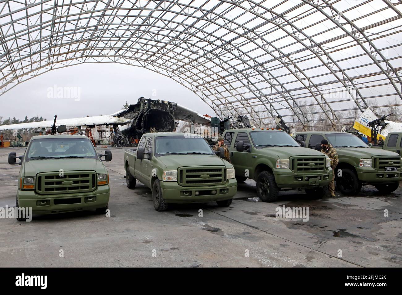 HOSTOMEL, UKRAINE - APRIL 1, 2023 - Ford F250 and F350 four-wheel drive ...