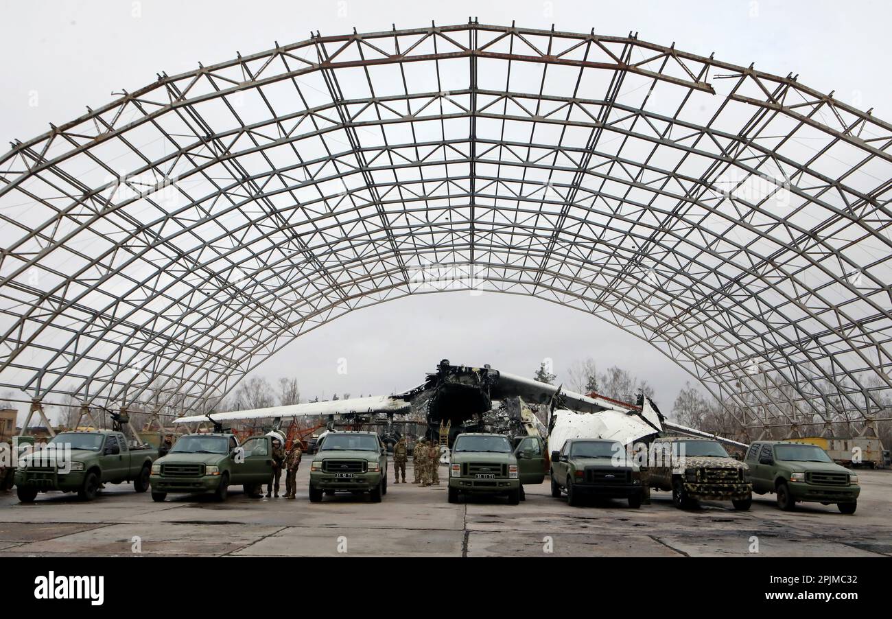 HOSTOMEL, UKRAINE - APRIL 1, 2023 - Ford F250 and F350 four-wheel drive ...