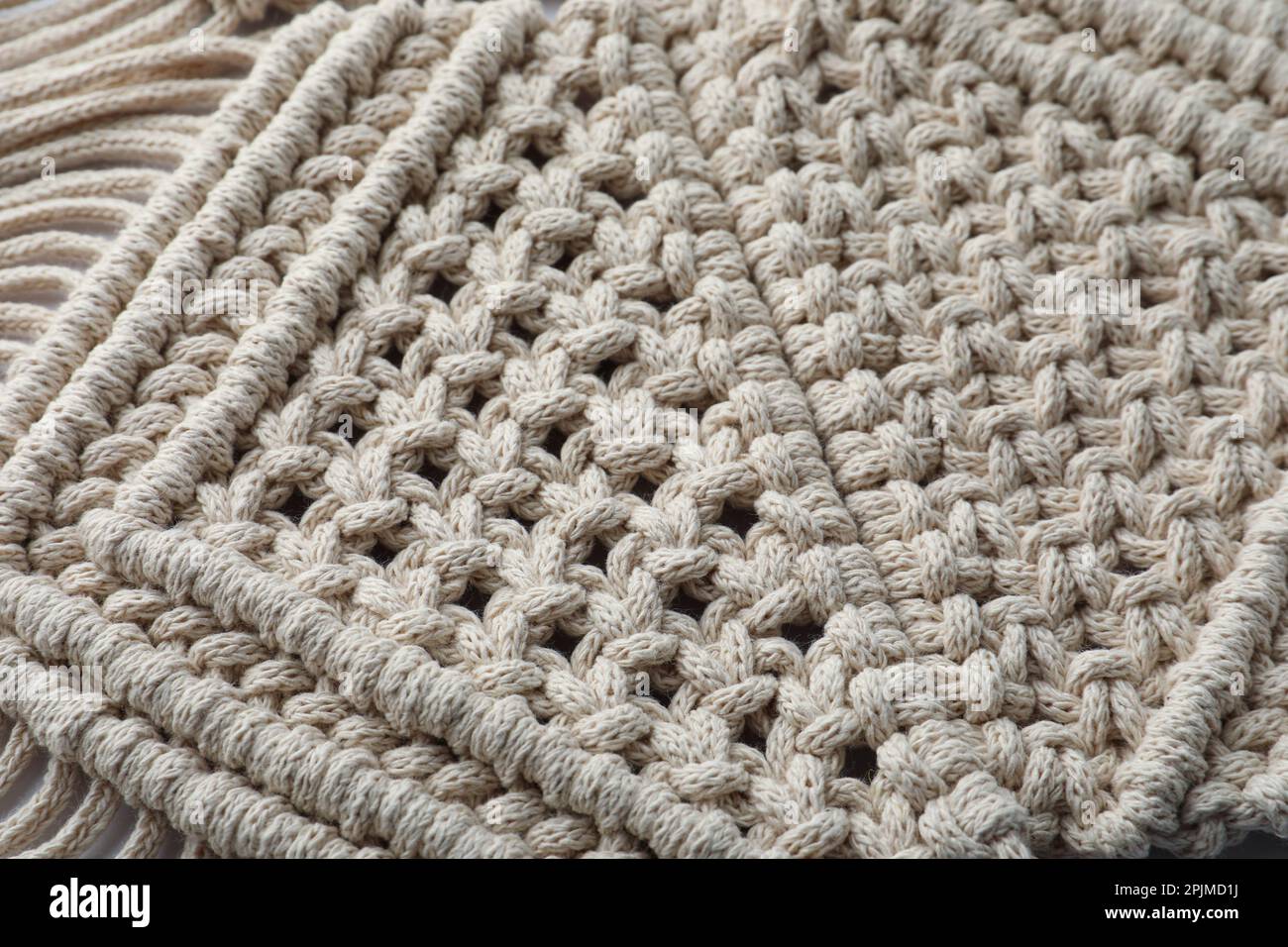 Texture of beautiful macrame as background, closeup. Decorative element ...