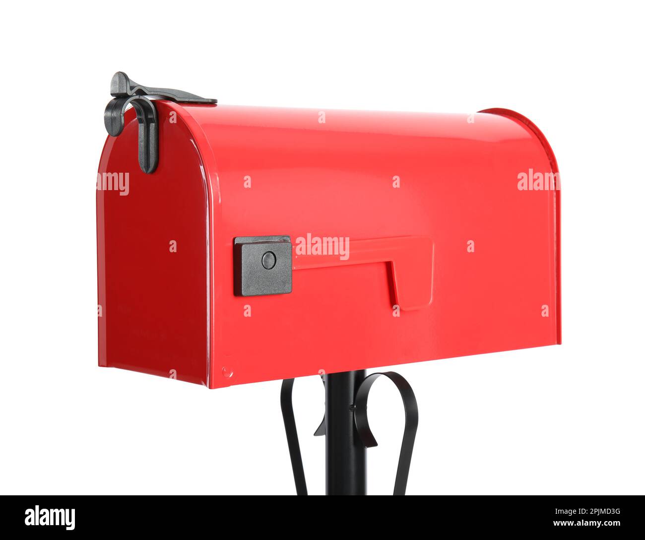 One red letter box on white background Stock Photo - Alamy