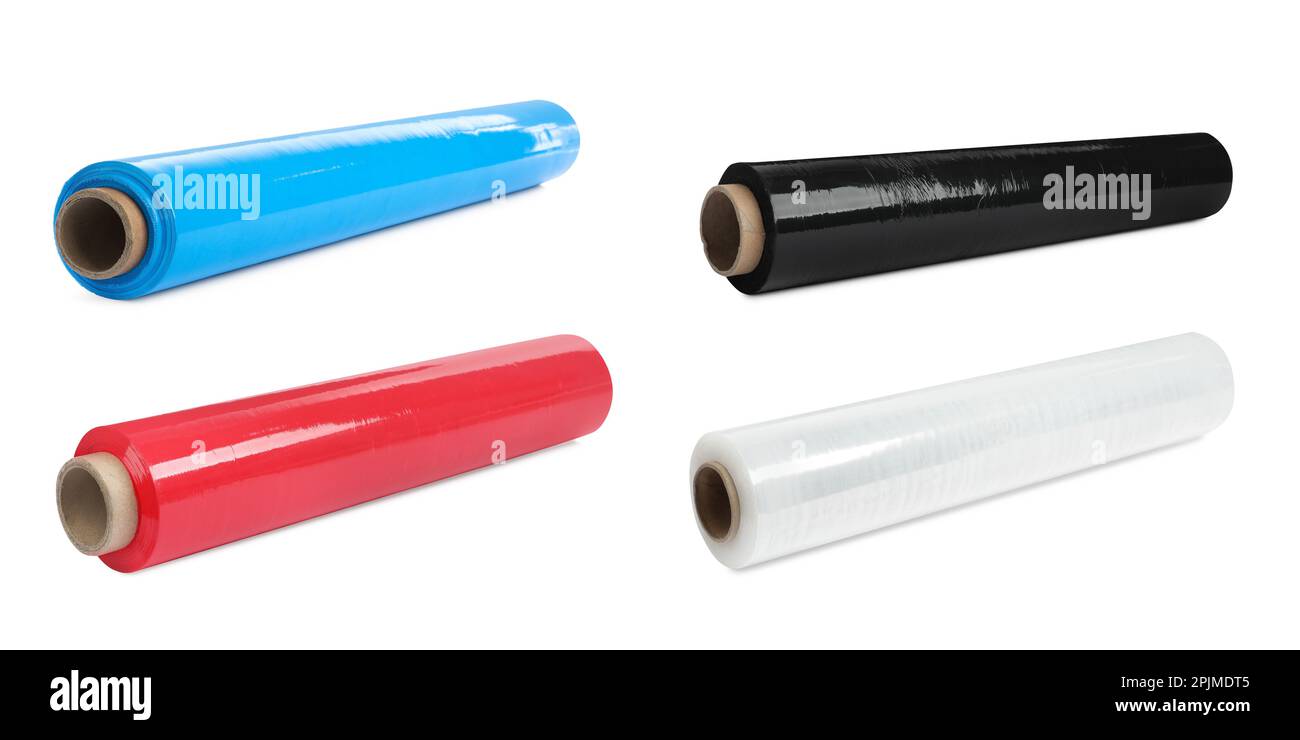 Set with different stretch wraps on white background. Banner design ...