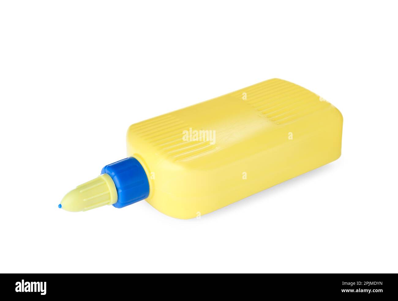 Blank yellow bottle of glue isolated on white Stock Photo - Alamy