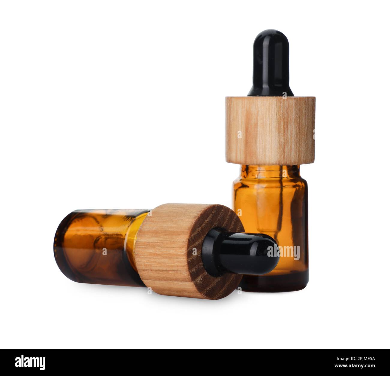 New empty glass bottles with droppers isolated on white Stock Photo - Alamy