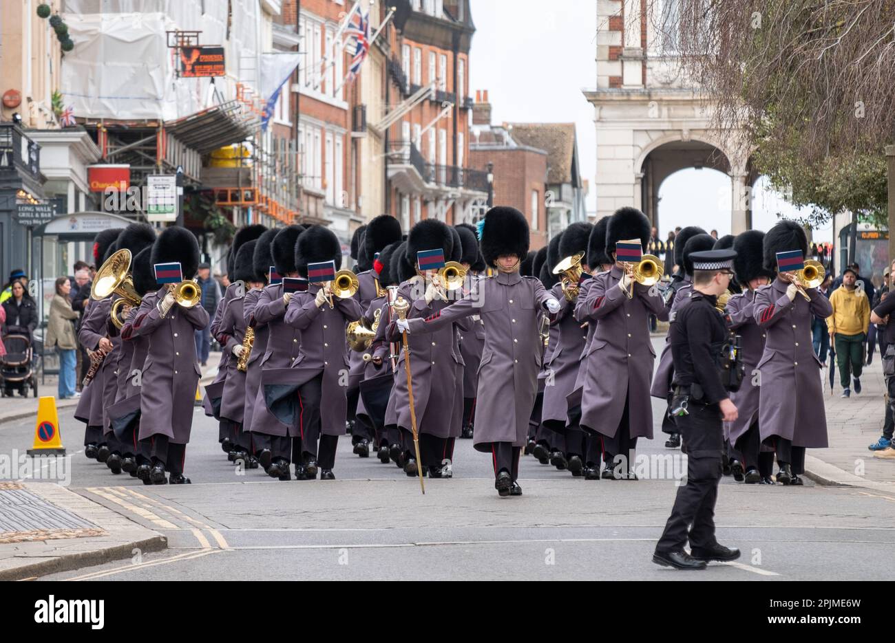 Changing of the guard at Windsor Castle, UK, featuring on this day the ...
