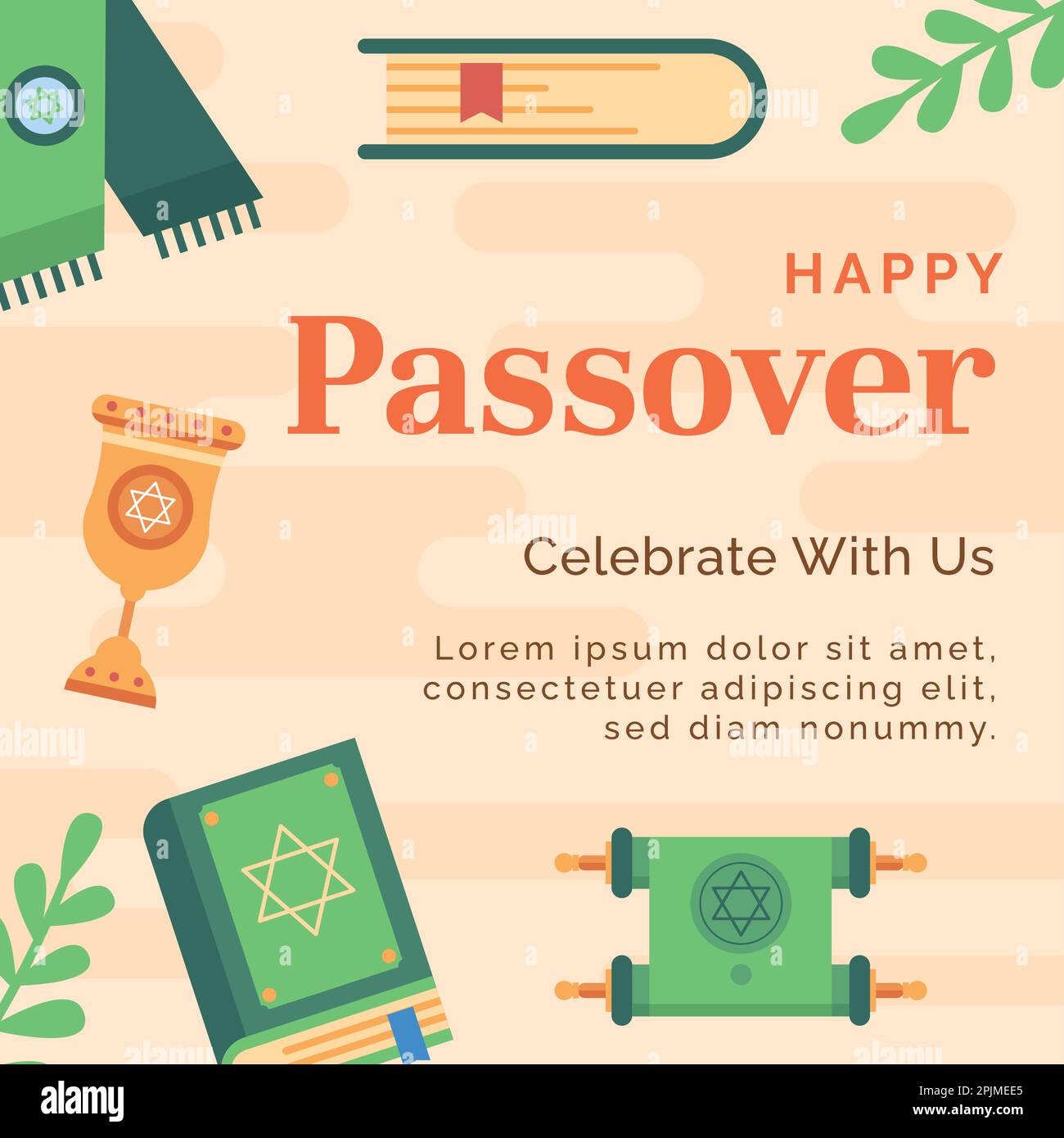 Passover Greeting Card Lets Celebrate Seder Pesach Invitation Greeting Card Template Or