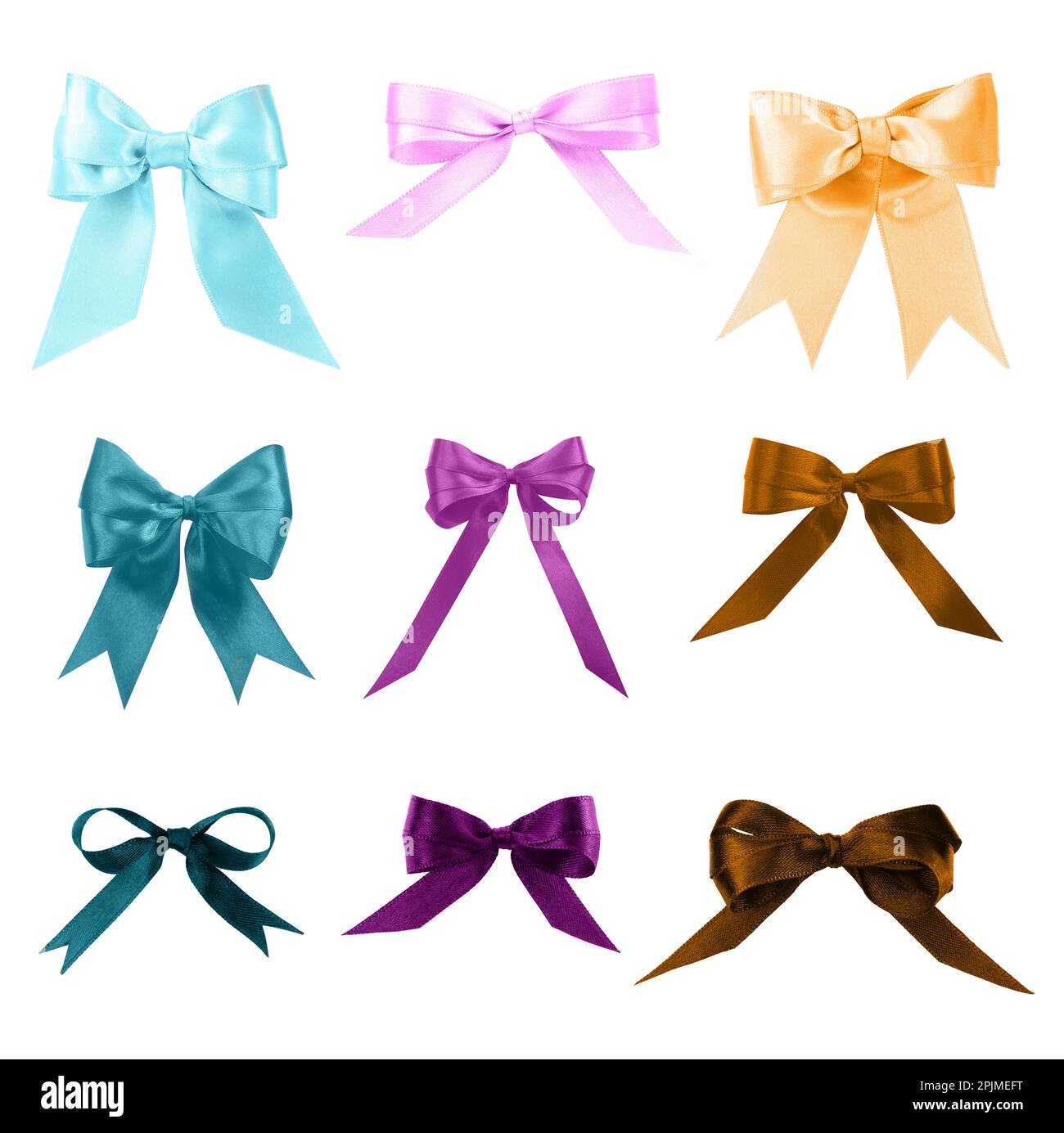 Set with different beautiful bows on white background Stock Photo - Alamy