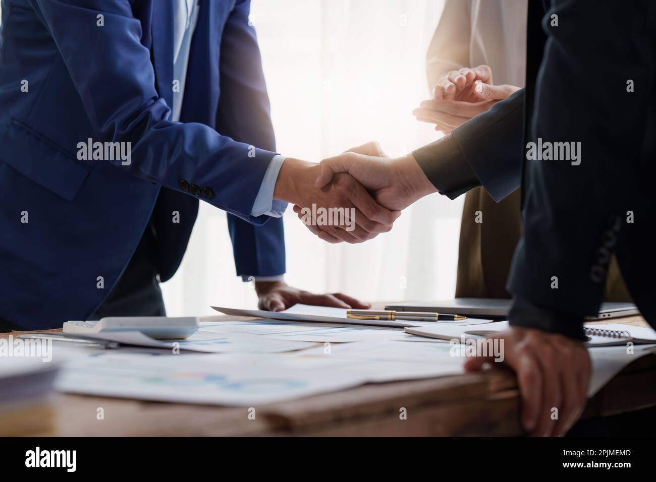 Business people handshake. Successful businessmen handshaking after ...