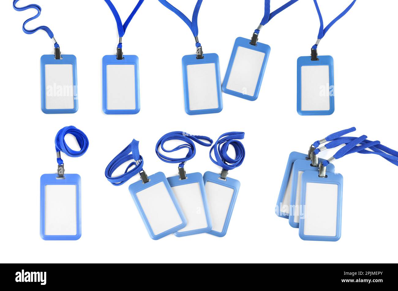 Set with blank badges on white background. Mockup for design Stock ...