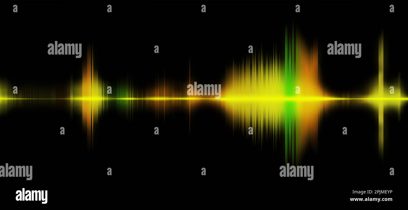 Illustration of dynamic sound wave on black background. Banner design ...