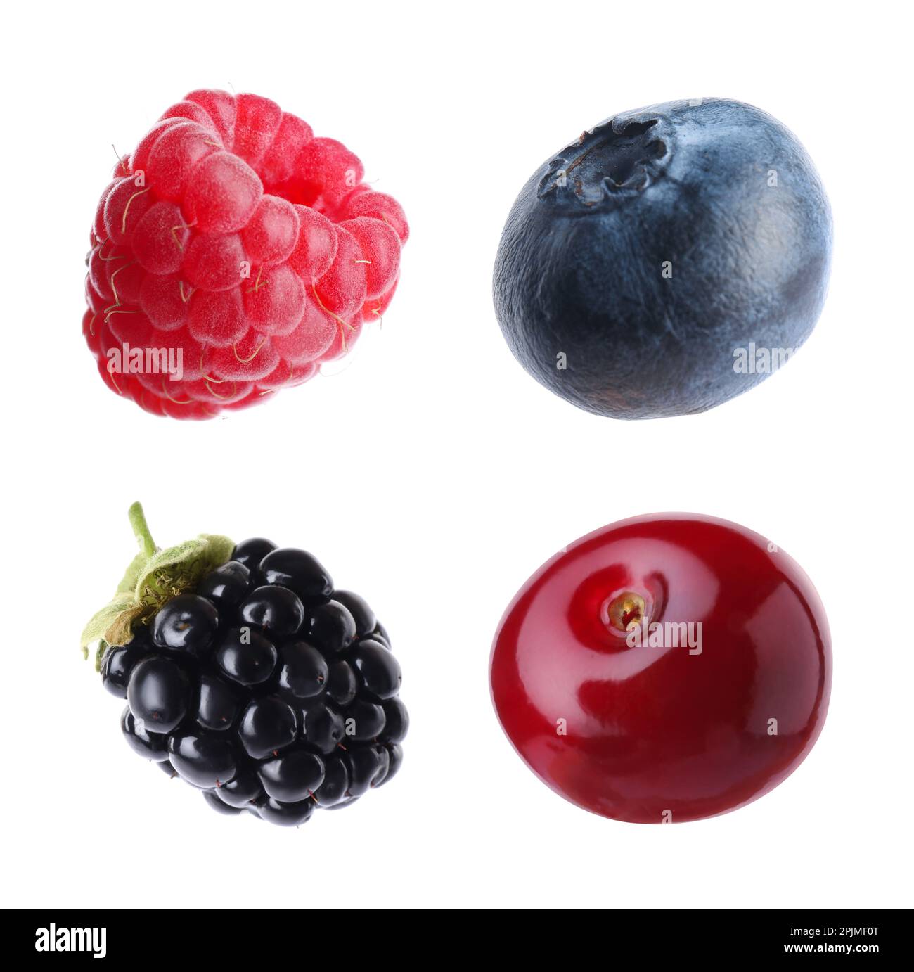 Set with different ripe berries on white background Stock Photo - Alamy