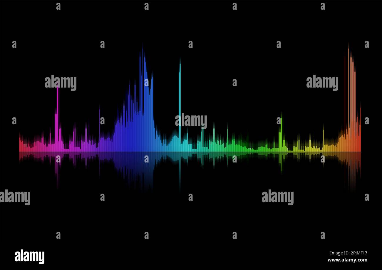 Illustration of dynamic sound wave on black background Stock Photo - Alamy
