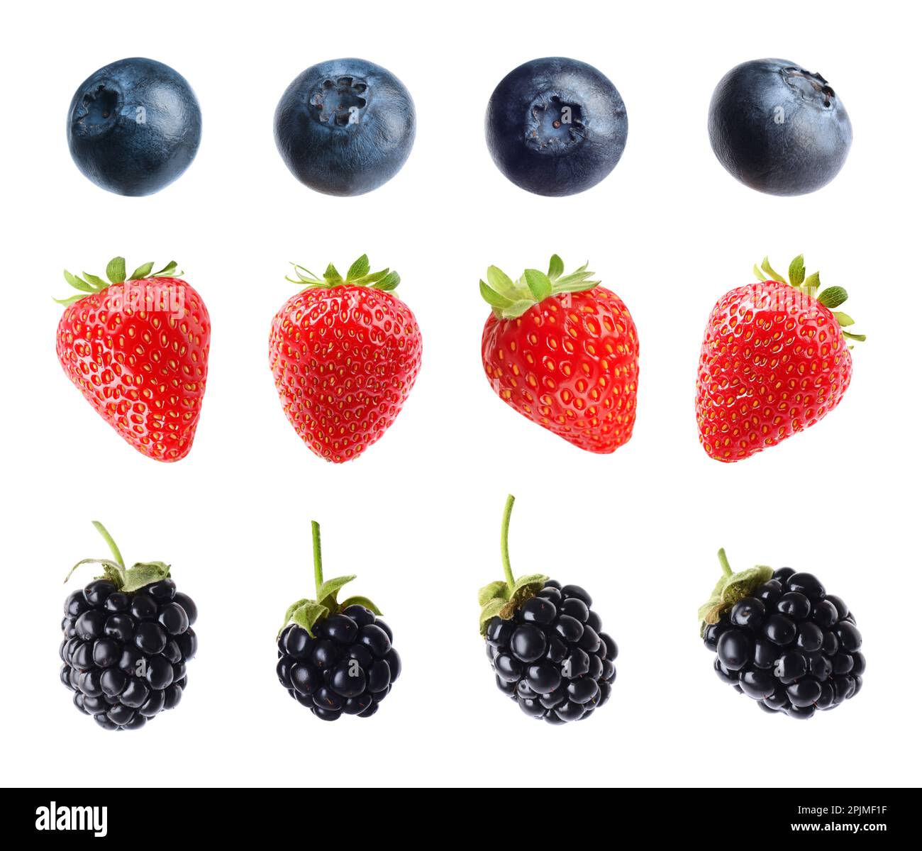 Set with different ripe berries on white background Stock Photo - Alamy