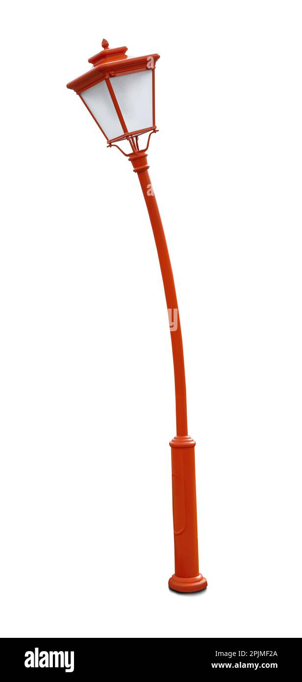 Beautiful red street lamp on white background Stock Photo - Alamy