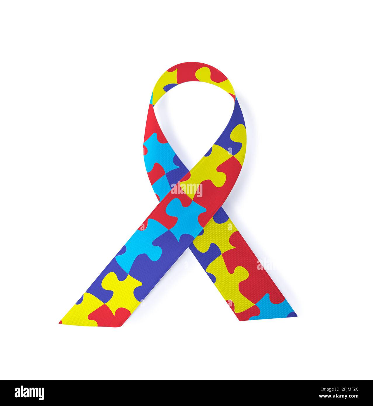 World Autism Awareness Day. Colorful puzzle ribbon on white background ...