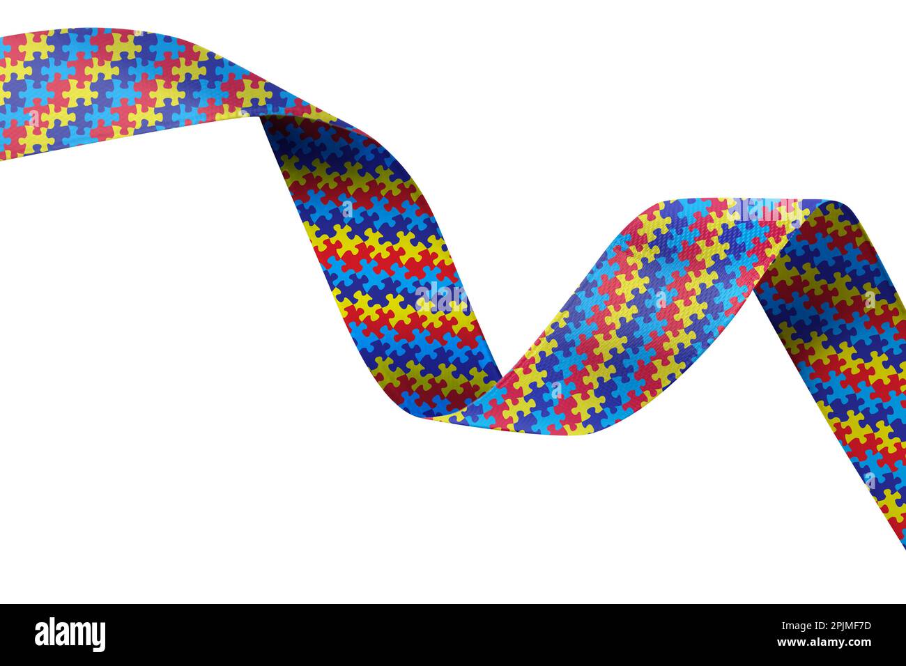 World Autism Awareness Day. Colorful puzzle ribbon on white background ...
