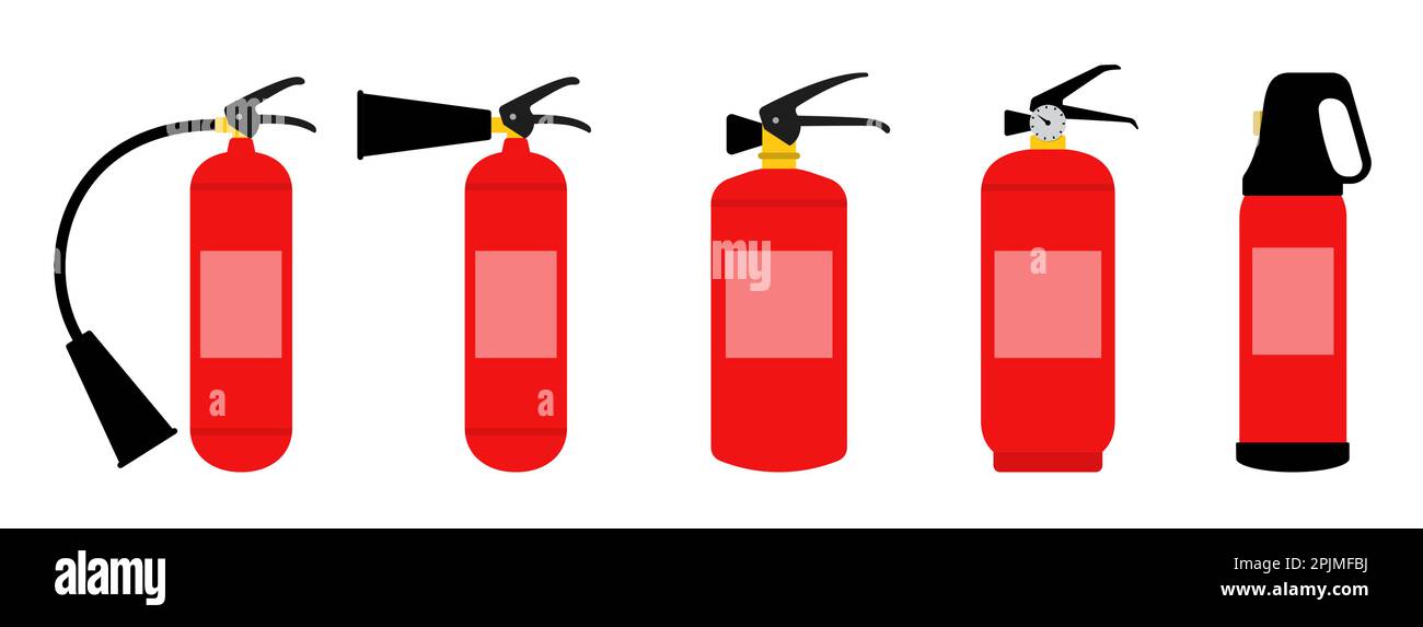 Fire extinguisher icons set. Fire extinguisher red icons. Vector ...