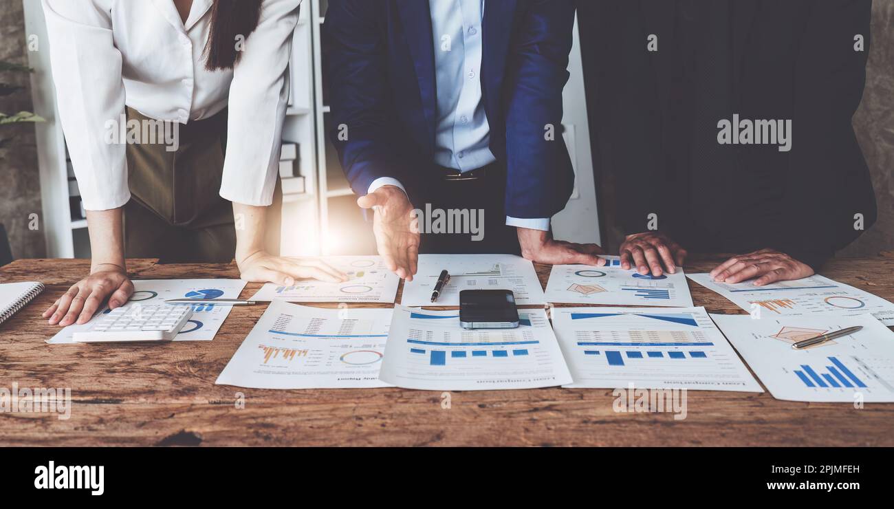 Business team discuss and research and making project strategy, finance ...