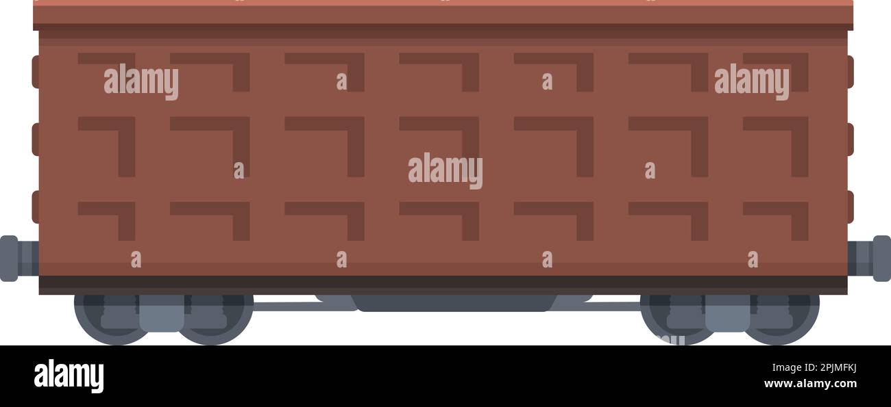Train freight wagon icon cartoon vector. Cargo goods. Coal rail Stock ...