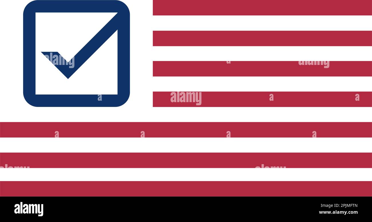 American flag with checkmark symbol instead stars. US 2020 president ...