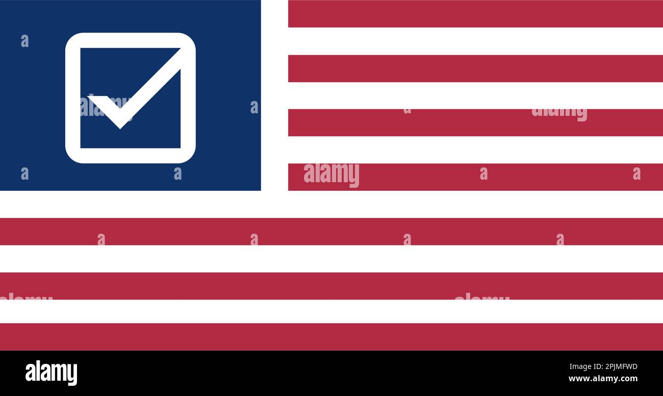 American flag with checkmark symbol instead stars. US 2020 president ...