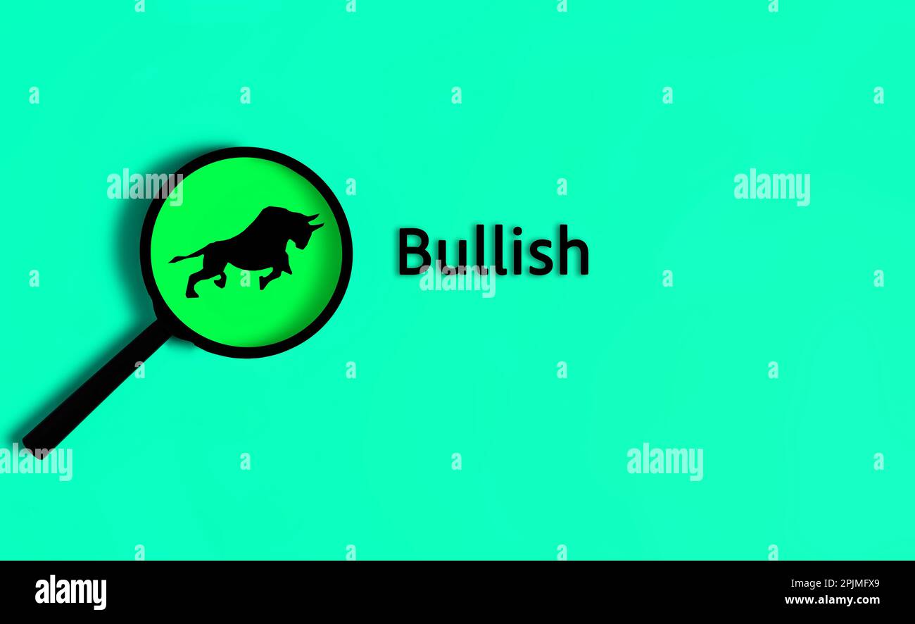 Bullish text on green background, Bull market investment chance Stock ...