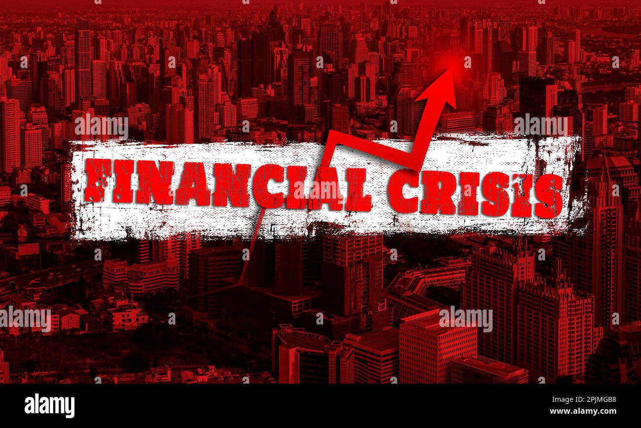 Financial crisis and financial failure concept with city background ...