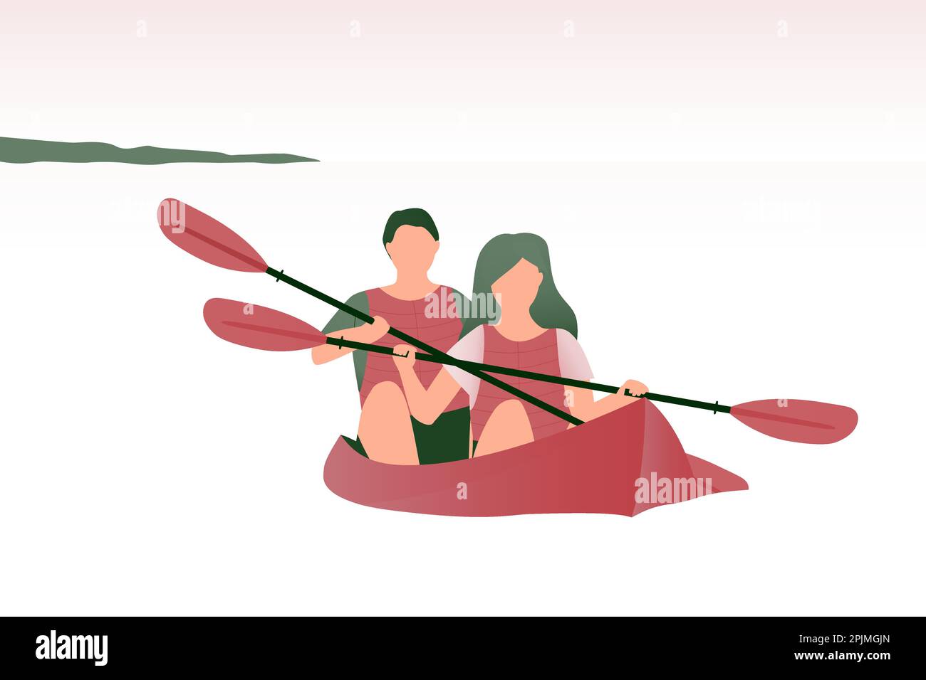 Couple canoeing lake outdoor Stock Vector Images - Alamy