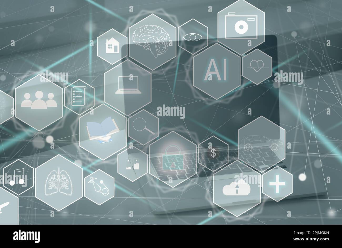 Human and technology concept. AI (Artificial Intelligence ...