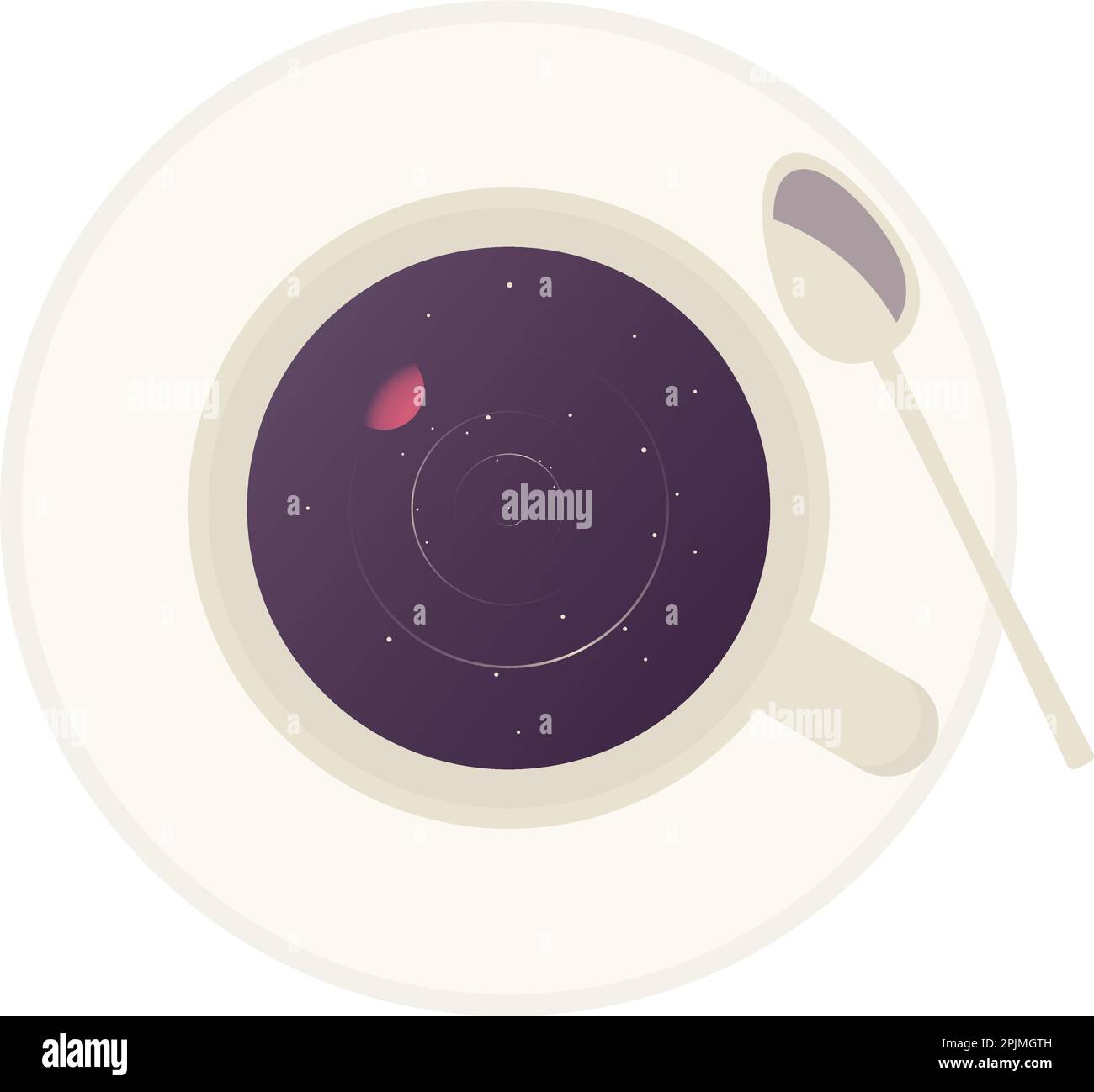 Morning drink - coffee or tee with magic inside. Space with stars and ...
