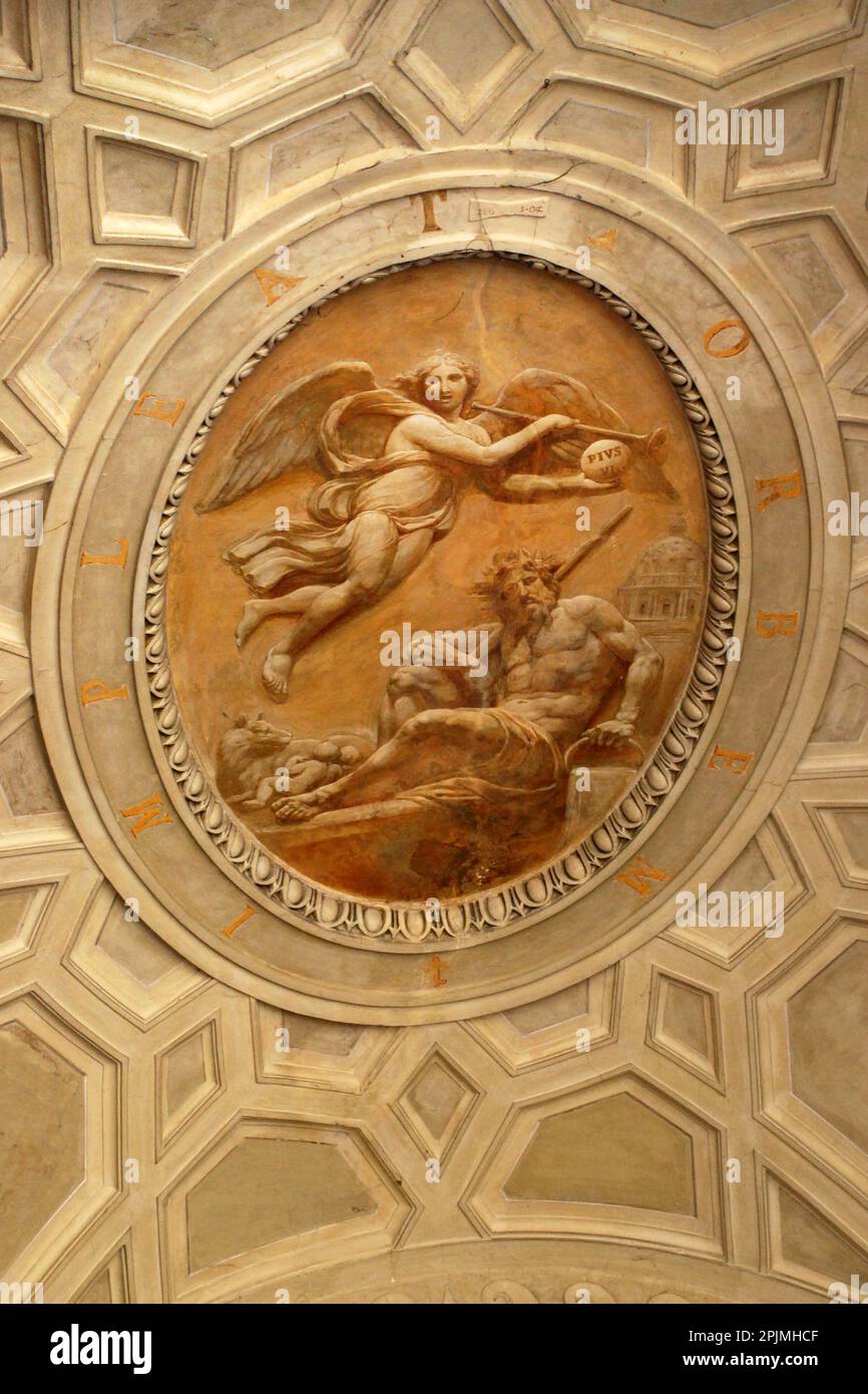 Colorful paintings on ceiling wall of Vatican Museum, Vatican City ...