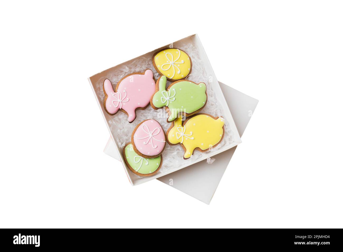 Colorful easter cookies in basket with Multi colors Easter eggs ...