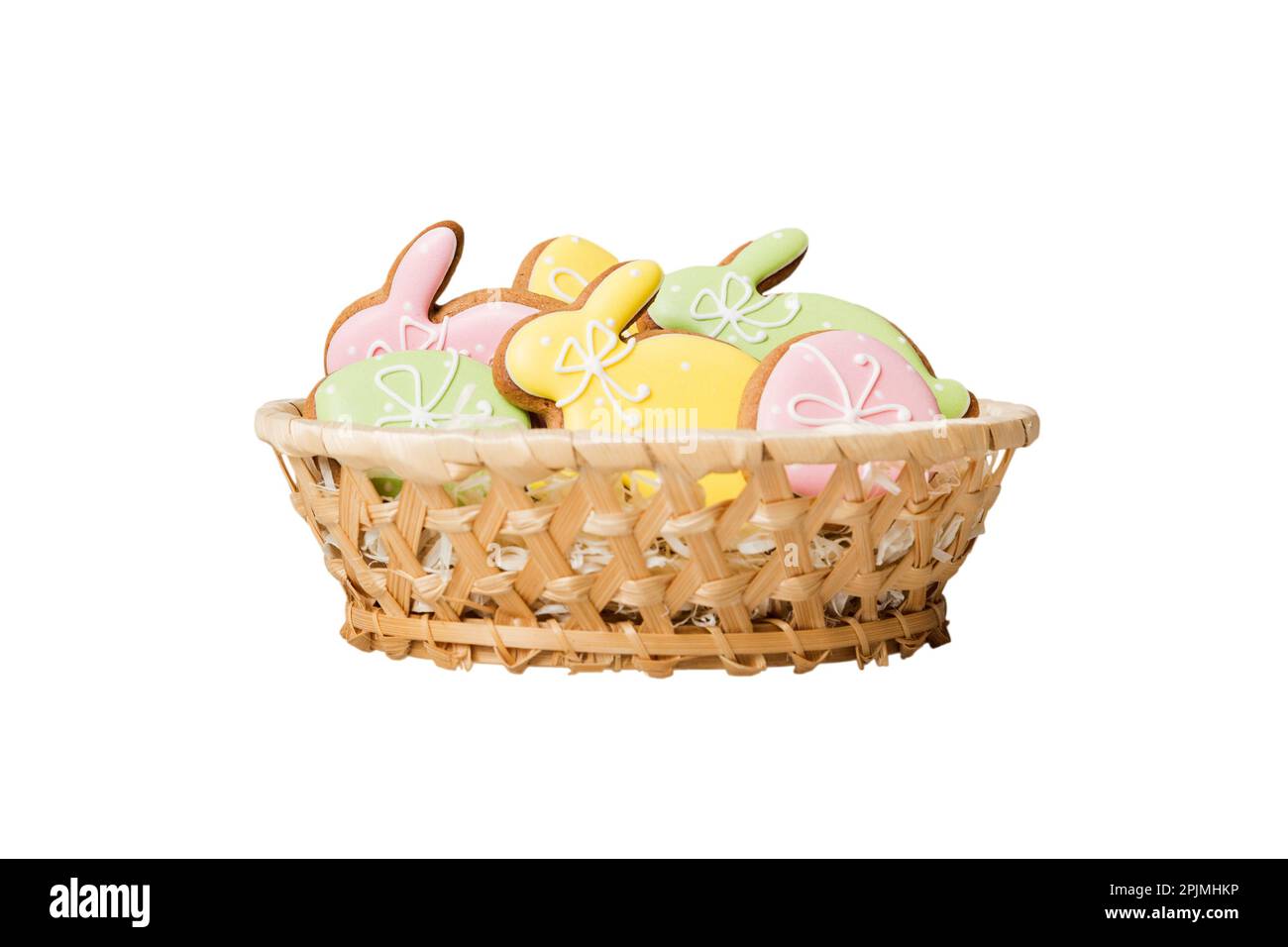 Colorful easter cookies in basket with Multi colors Easter eggs ...