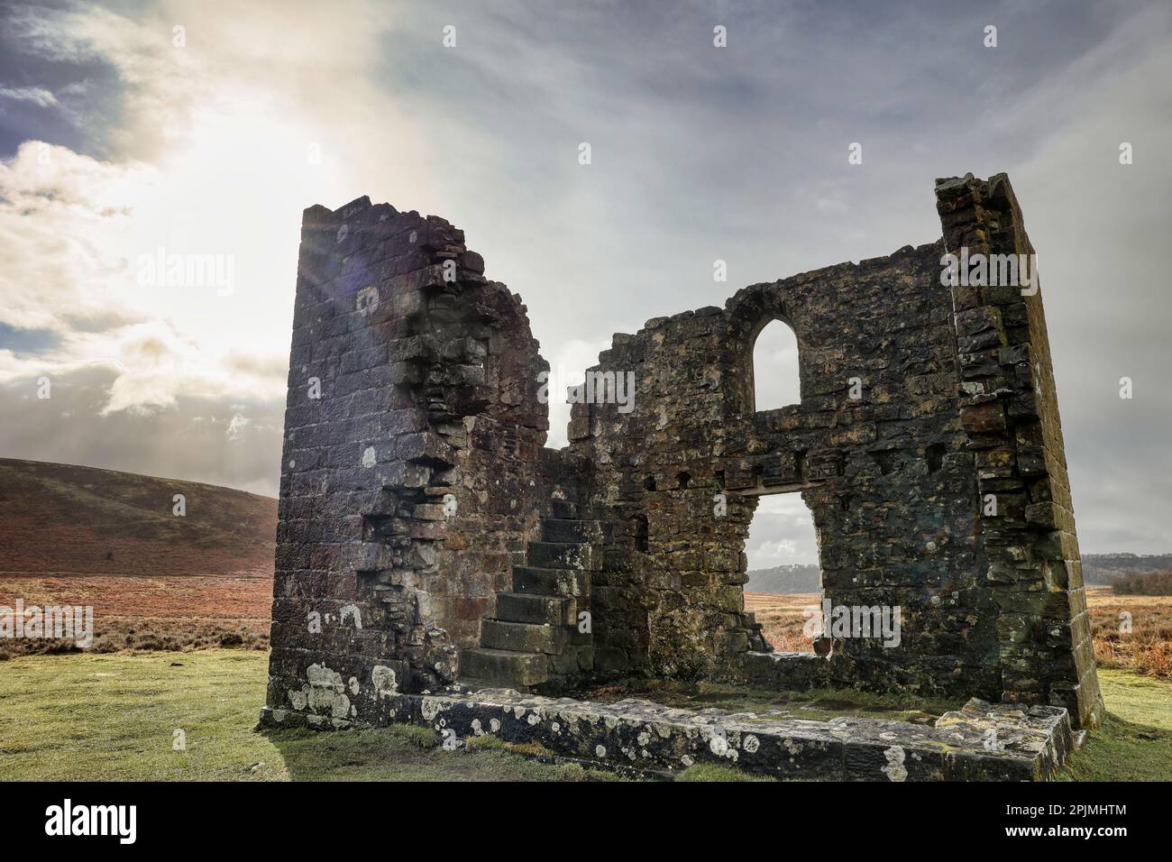 Romantic forgotten folly vicar rector stone walls blocks arched window ...
