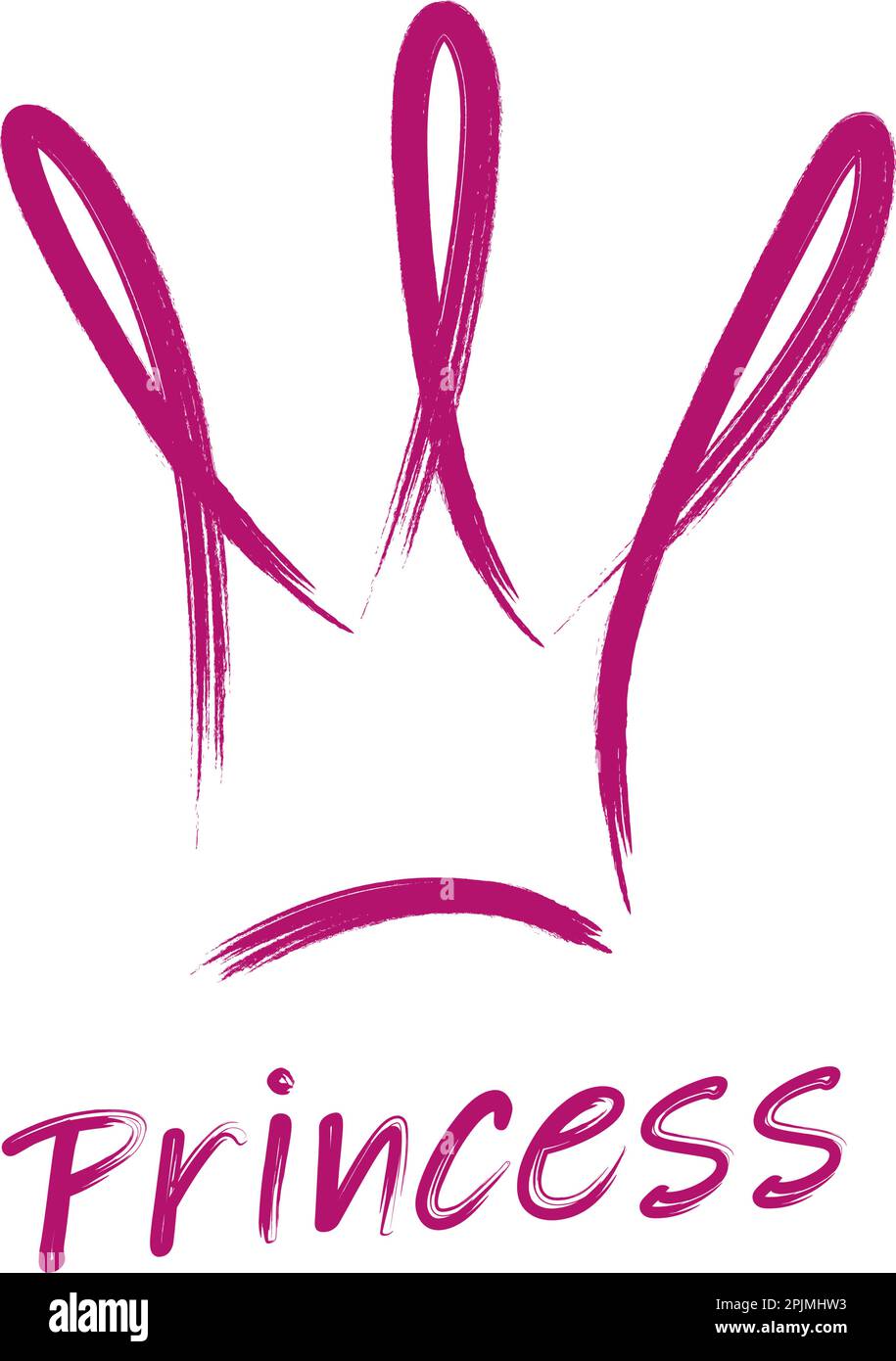 Princess or queen crown sign in grunge continuous drawing style. Luxury ...