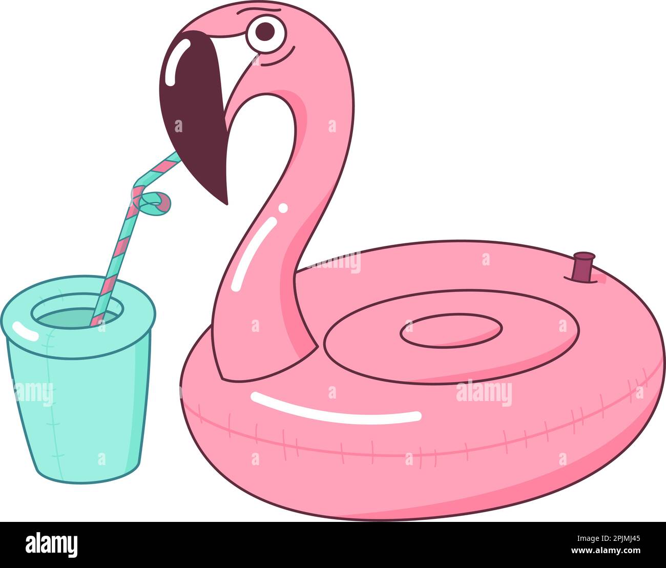 Inflatable cute pool toy. Rubber inflatable flamingo drinks cocktail ...