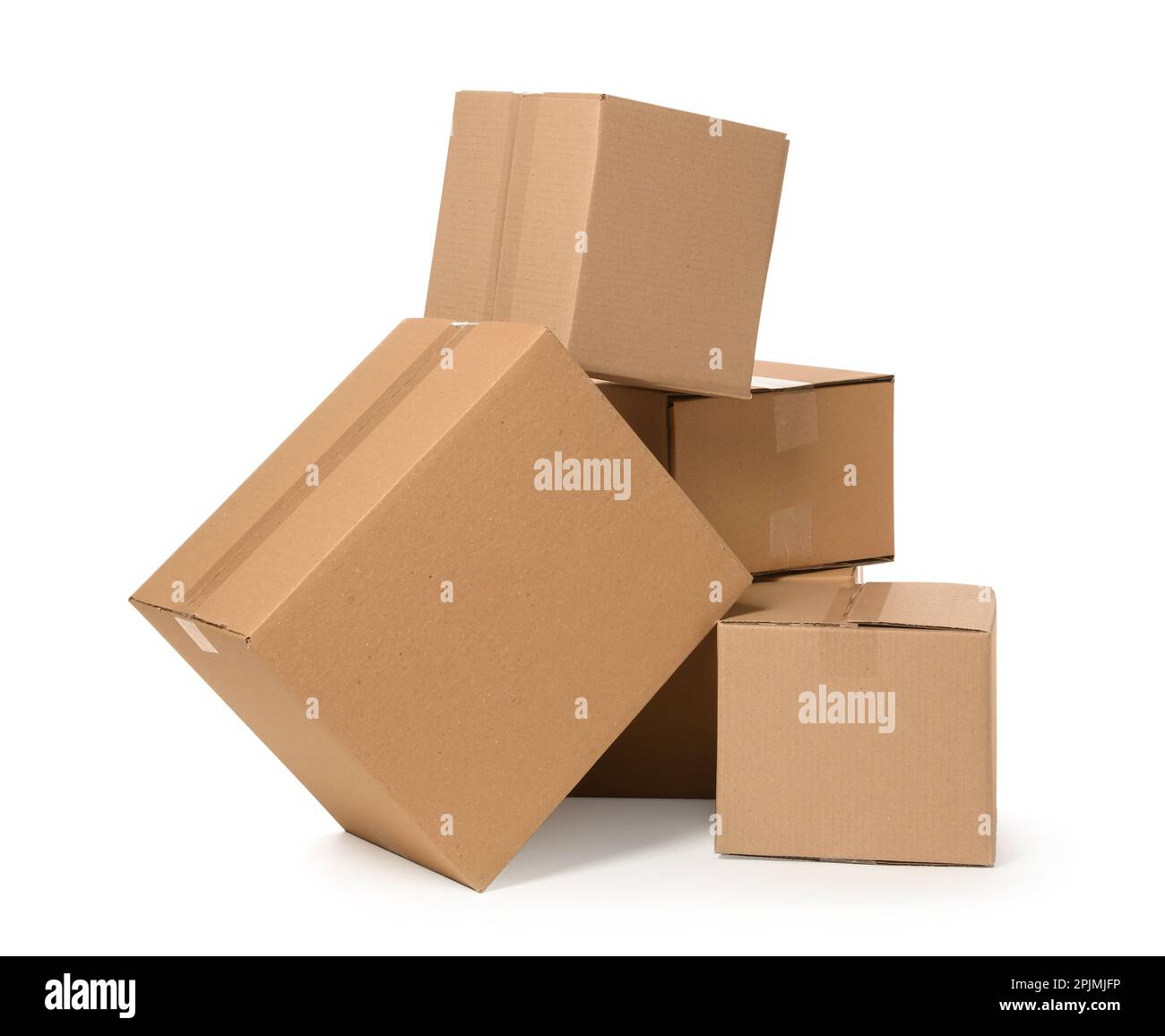 Many closed cardboard boxes on white background. Delivery service Stock ...