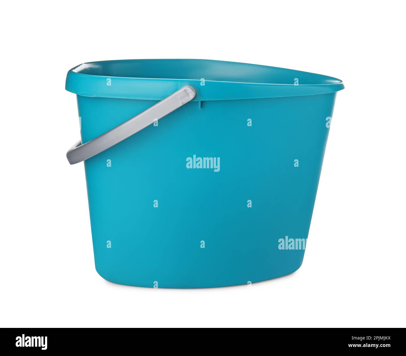 Empty light blue bucket for cleaning isolated on white Stock Photo - Alamy