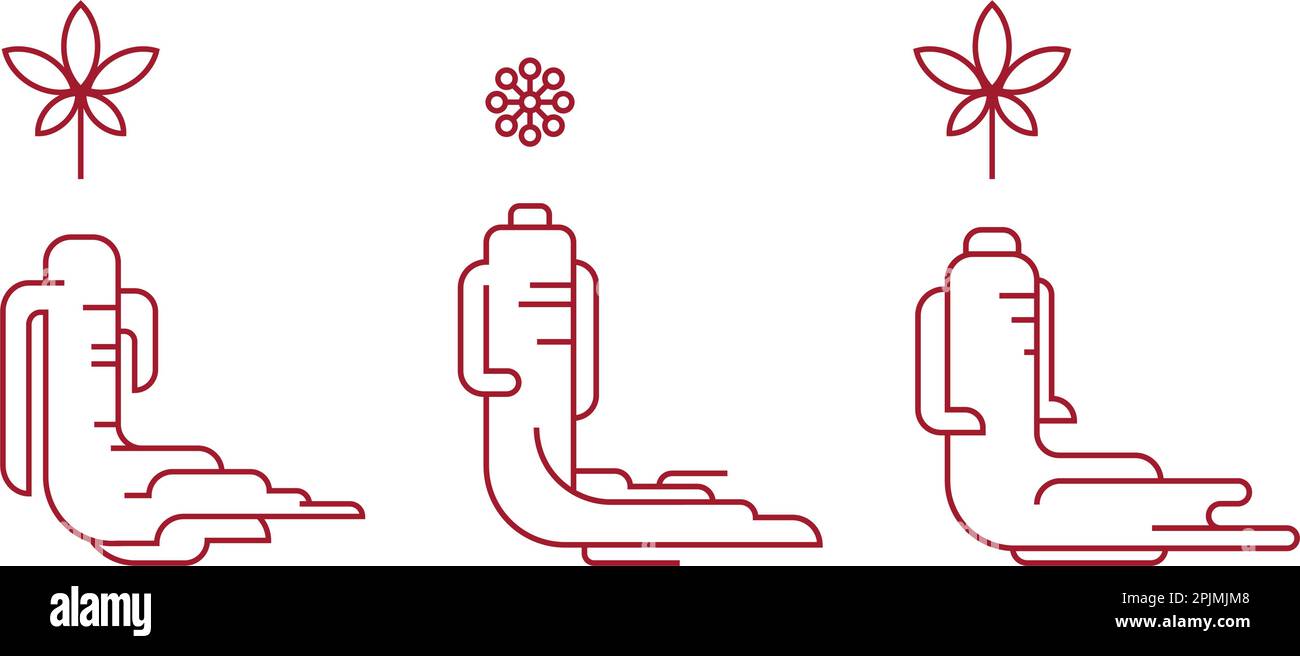 Red korean or chinese ginseng icons. Red ginseng symbol in minimal ...
