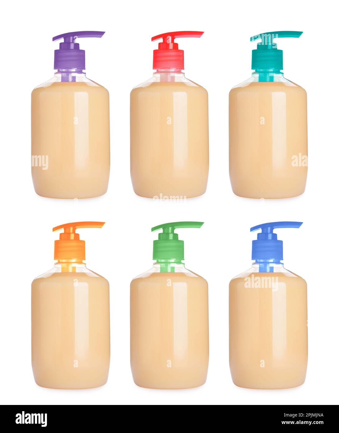 Set with bottles of liquid soap on white background Stock Photo - Alamy