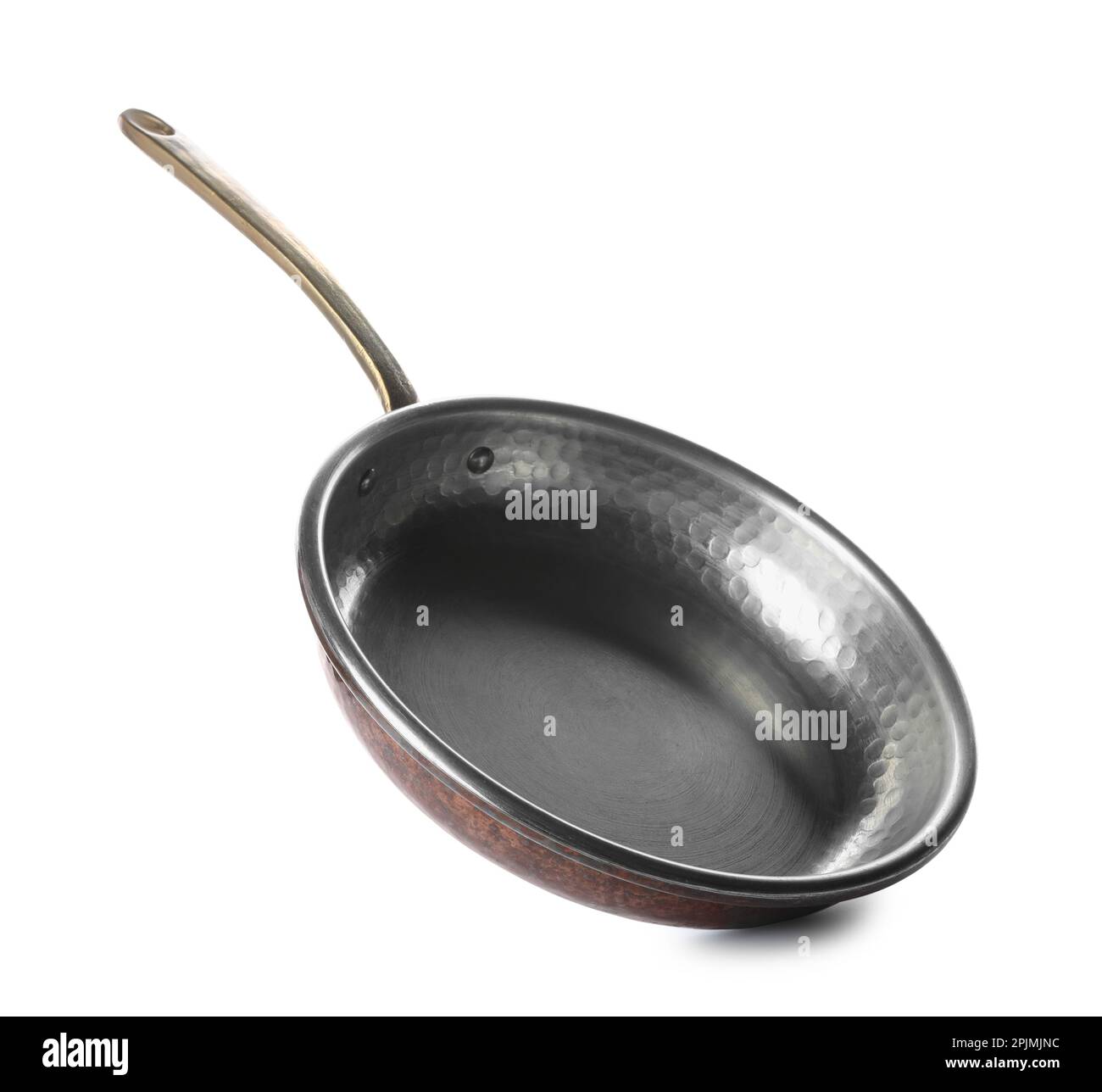 New metal frying pan isolated on white Stock Photo - Alamy
