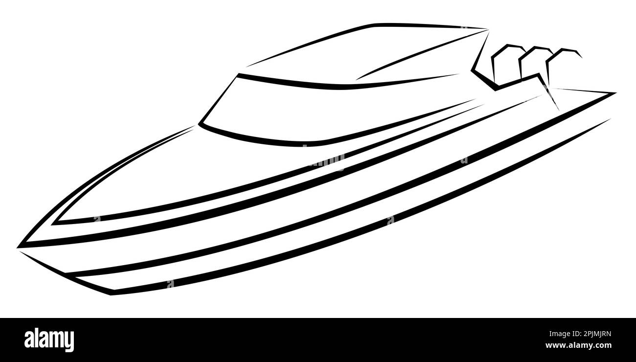 Vector illustration of a powerful luxury motorboat with a dynamic black ...