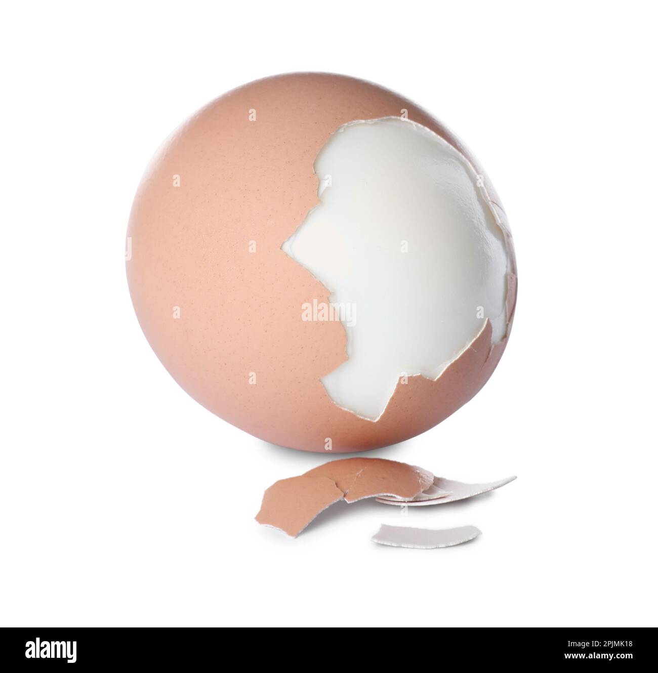 Fresh boiled egg and shell on white background Stock Photo - Alamy