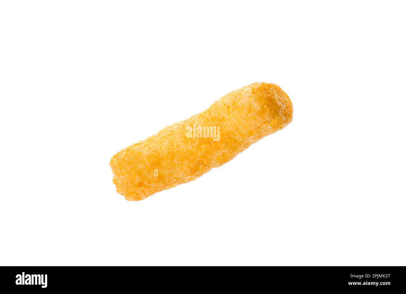 One tasty cheesy corn puff isolated on white Stock Photo - Alamy