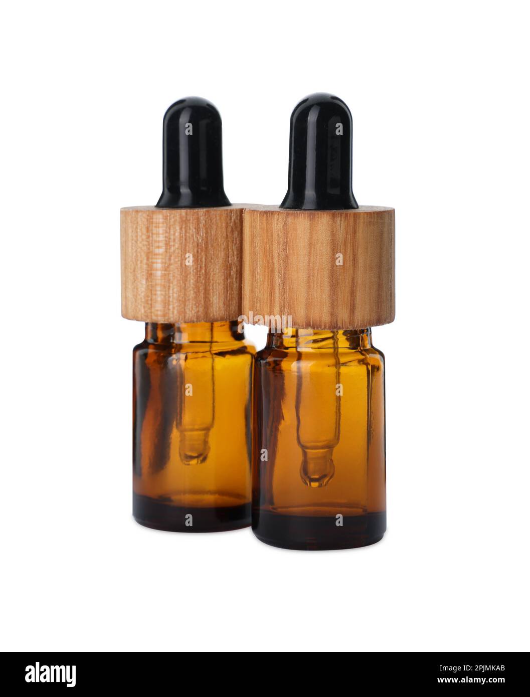 New empty glass bottles with droppers isolated on white Stock Photo - Alamy