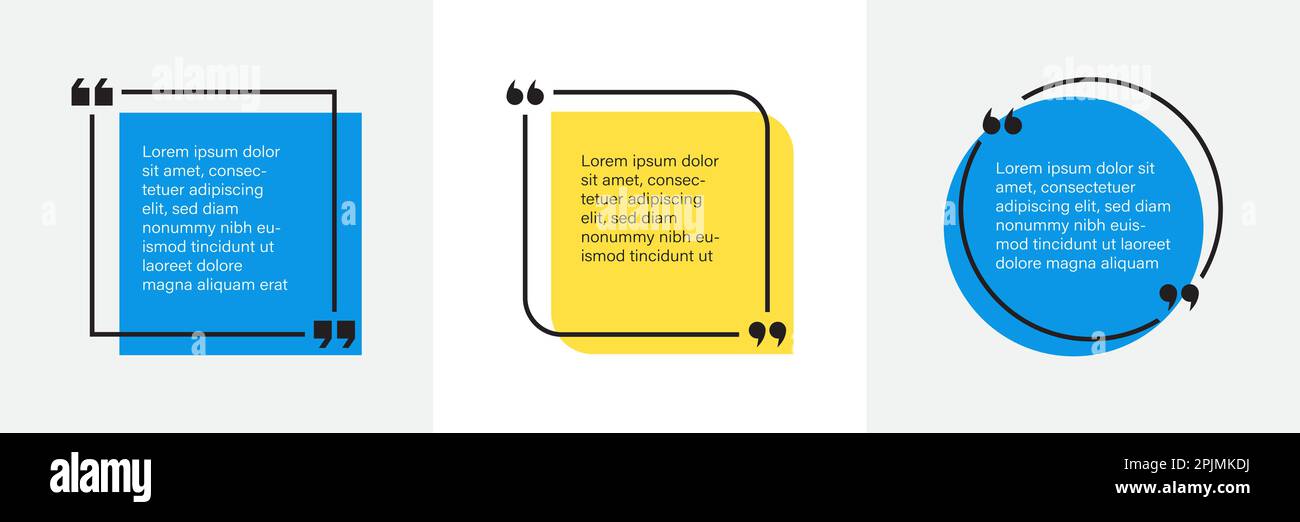 Set of quote box or bubbles in flat style. Rectangle, circle shapes ...
