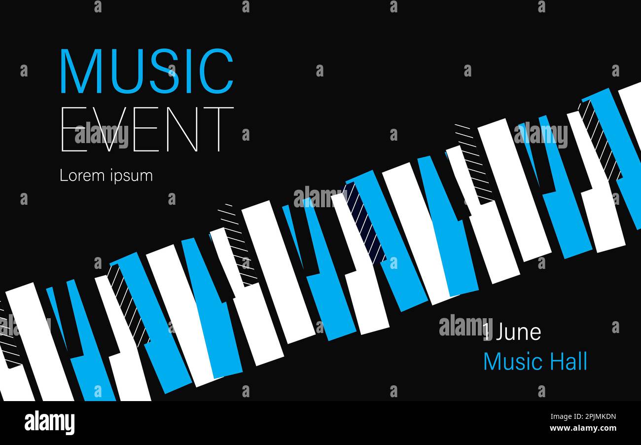 Music concert or event poster. Piano keys on black background. Jazz ...